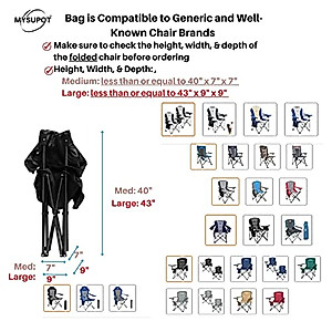 MYSUPOT 43"x9"x9" Replacement Bag for Folding Camping Chair, Camp Chairs, Foldable, Portable, Hammock, Yoga Mat, Beach Chair, Umbrella, Tent Bag 420D Oxford Polyester Fabric w/Side Pockets (Black, L)