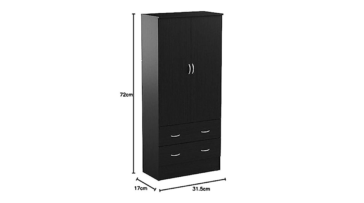 Stylish Hodedah Two Door Wardrobe with Drawers