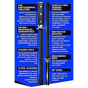 Dalstrong Honing Rod - 10" - G10 Handle - Stainless Steel Core - Scratch-Free Ceramic Coating