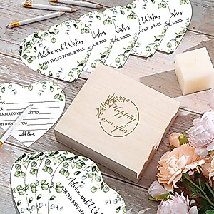 Wedding Card Boxes for Reception 50 Pcs Wedding Advice Cards for Bridal Shower and 10 Pcs Pencils Gift Wooden Wedding Memory Box Rustic Wedding Card Holder Box Advice and Wishes for Mr and Mrs