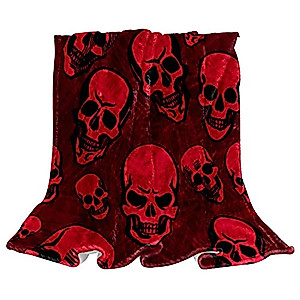 Soft and Warm Throw Blanket for Couch,Halloween red Skull,Fleece Blanket Decorative Blankets Bed Blanket