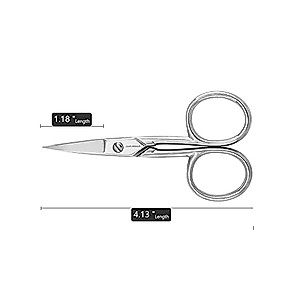 JARVISTAR Small Embroidery Curved Scissors, 4” Forged Stainless Steel Detail Craft Yarn Scissors, Pointed Tip Sharp Metal Precision Little Scissors for Fabric Sewing Needle Work, DIY craft