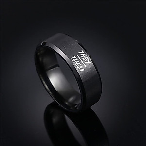 KBNSUIAN Pronoun Gender They Them Ring 8mm Matte Pride Band Ring Nonbinary NB Pride Genderqueer LGBTQ Pronouns Jewelry, Size 11