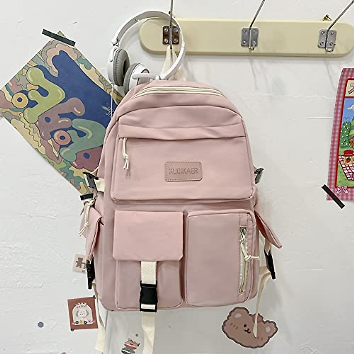 Simple Canvas Backpack Large Capacity College Student Hit Color Laptop Schoolbag
