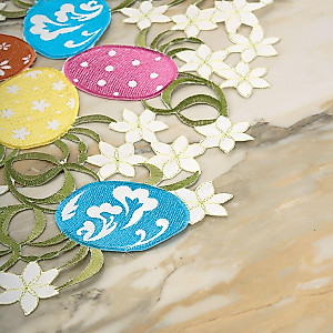 Current Easter Egg Table Runner - 13 x 72-Inch Easter Indoor & Outdoor Dining Decorations, Embroidered Home Decor, Holiday Centerpiece, Machine Washable Polyester