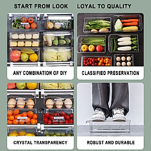 SDFNBRA Refrigerator Organizer Bins, Fridge Drawer Organizer, Clear Plastic Container Drawer for Fridge, Home Essentials Organization and Storage Box for Kitchen Cabinet Pantry