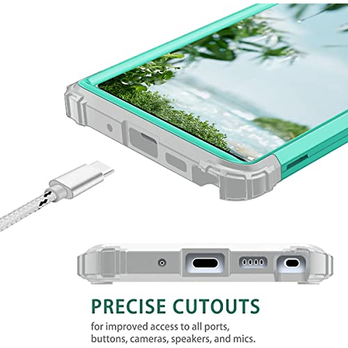 LONTECT for Galaxy Note 10 Plus 5G Case 3 in 1 Heavy Duty Hybrid Sturdy High Impact Shockproof Protective Cover Glitter Bling Case for Samsung Galaxy Note 10+ Plus/Note 10 Plus 5G,Shiny Green/Grey