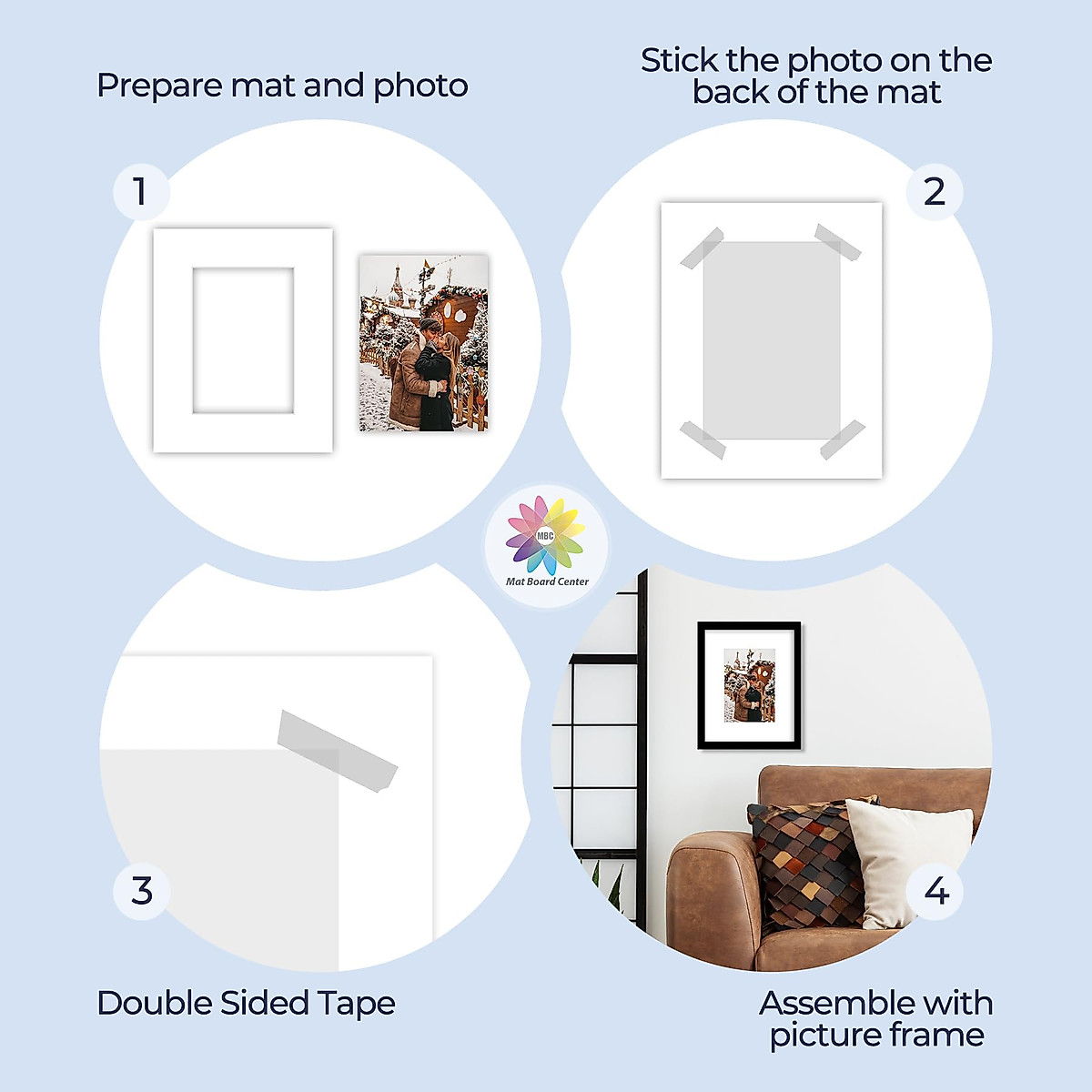 Mat Board Center, 10-Pack, 8x10 White Mats for 5x7 Pictures - White Core Bevel Cut Mattes, 4-Ply - Acid-Free, Photo Mat Board
