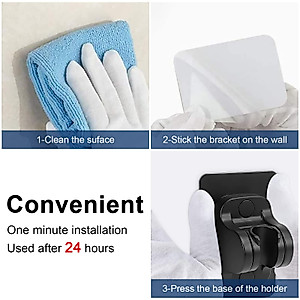 NearMoon Self Adhesive Shower Head Holder-Adjustable Handheld Shower Holder NO Drilling Wall Mount Waterproof (1 Pack, Matte Black)