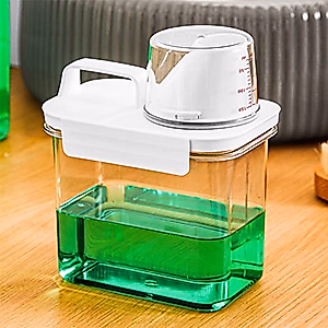Generic Airtight Laundry Detergent Dispenser with Measuring Cup, Clear Laundry Powder Detergent Storage Box, Washing Powder Container Storage Bucket Plastic Detergent Box Laundry Room Organization,1100ML