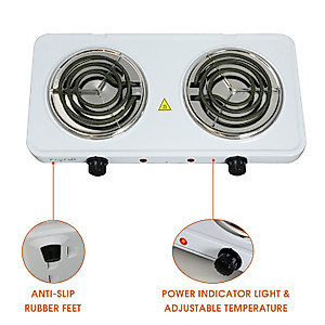 MegaChef Portable Dual Electric Countertop Burner Coil Cooktop Tabletop Stove