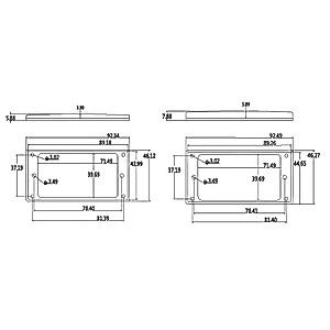 Guyker Flat Metal Humbucker Pickup Mounting Ring Set - Bridge Neck Pickups Cover Frame Replacement Part for Electric Guitar or Precision Bass(2PCS, Black)