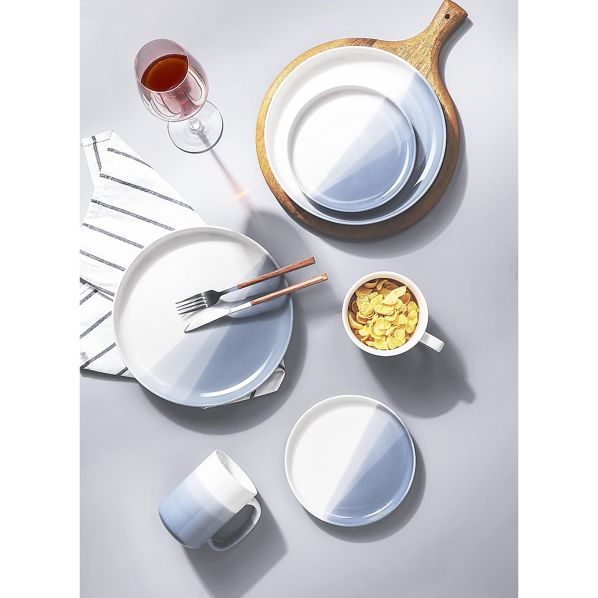 Teocera Dessert Plates set of 4 | 7.2 Inch Round Dessert Salad Plates - Small Appetizer Plates - Dishwasher, Microwave, and Oven Safe, Blue-gray