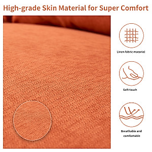 VASOENY 72.8 Inch Loveseat Sofa Couch, Mid Century Modern Linen Fabric Love Seats Sofa, 2 Seater Couches for Bedroon, Living Room, Apartment, Home Office(Orange)