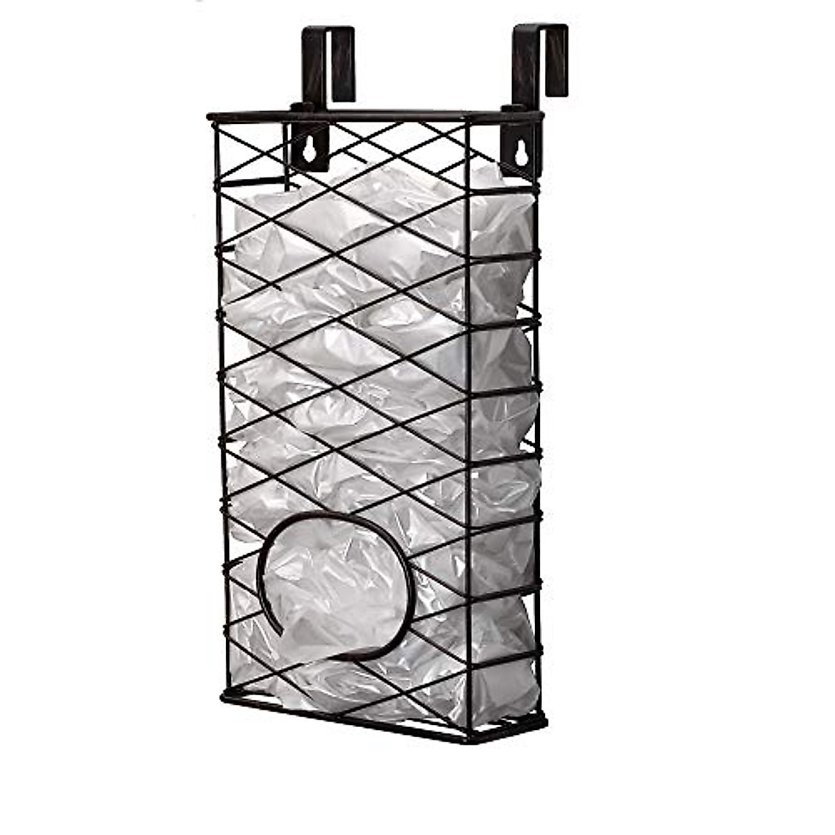 Gourmet Basics by Mikasa Plastic Bag Holder Basket with Removable Hooks, One size, Antique Black