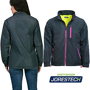 JORESTECH Safety 4-in-1 Windbreaker Reversible Gray Fitted Jacket Reflective High Visibility with Removable Sleeves JK-05 Small