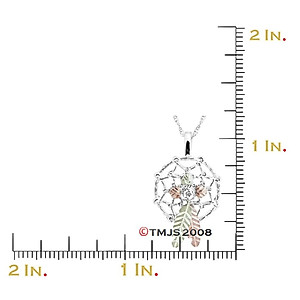 Dream Catcher Feather Pendant Necklace, Sterling Silver, 12k Green Gold, 12k Rose Gold Black Hills Gold, 18''