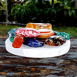 Om Zone Selenite Charging Plate for Cleansing Crystals & Healing Stones, Meditation, Reiki, Protection Crystals, Spiritual Gift (1, 4” x 6” Rectangle)