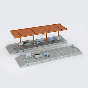 Outland Models Railway Scenery Train Station Passenger Platform with Accessories (Full-Covered) 1:160 N Scale
