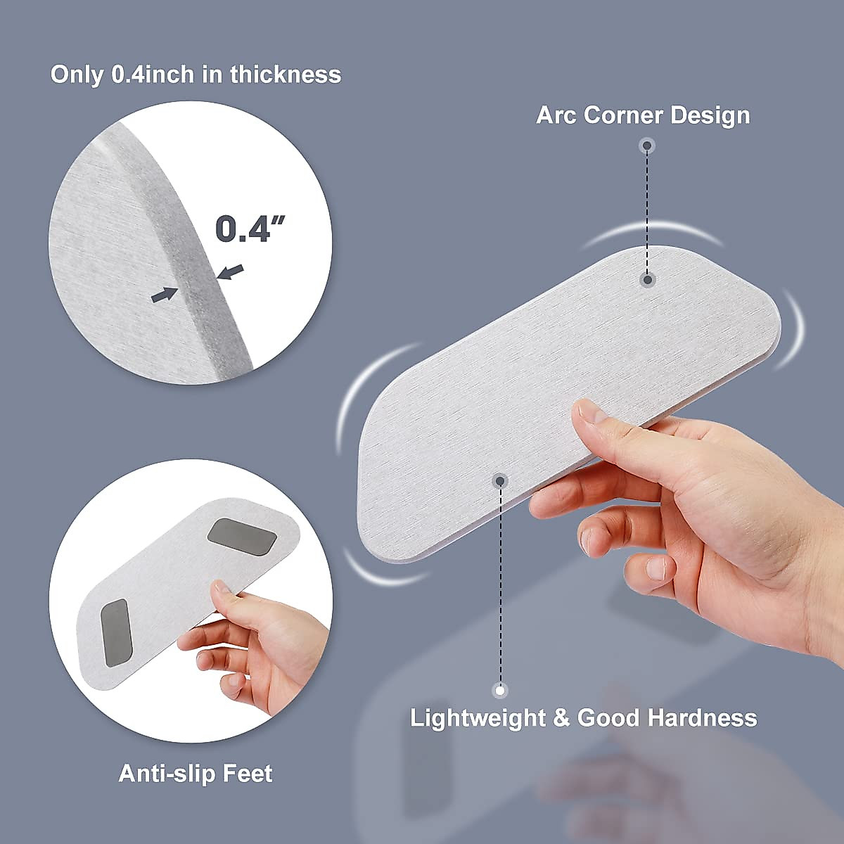 Magicfour 2 Pack Quick Dry Drip Catcher for Refrigerator Drip Tray, Diatomite Refrigerator Water Drip Catcher, Water Absorbent Fridge Water Dispenser Drip Tray, Slim, Reusable, Grey, 2 Sizes