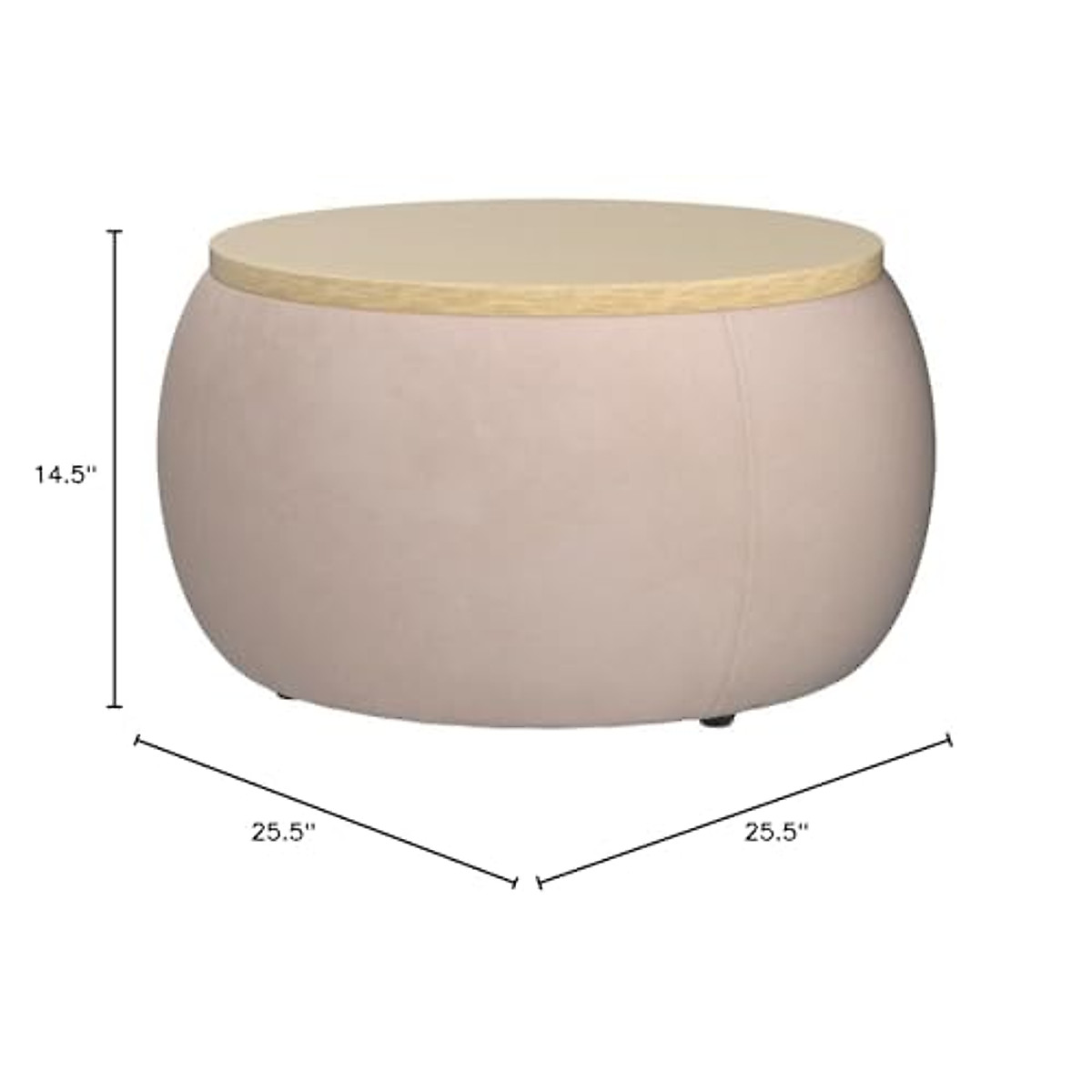 Kakotito Modern Round Storage Ottoman with Wooden Lid,Circle Ottoman Handmade Ottoman Coffee Table,End Table & Footstool for Living Room (Pink)