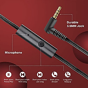 AKZ On-Ear Headphones with Microphone, Foldable Headphones with Tangle-Free Cord, Headphone with HD Sound, 3.5MM Jack, Portable Wired Headphones for School/Kids/Smartphones/Tablet/Travel (Red/Black)