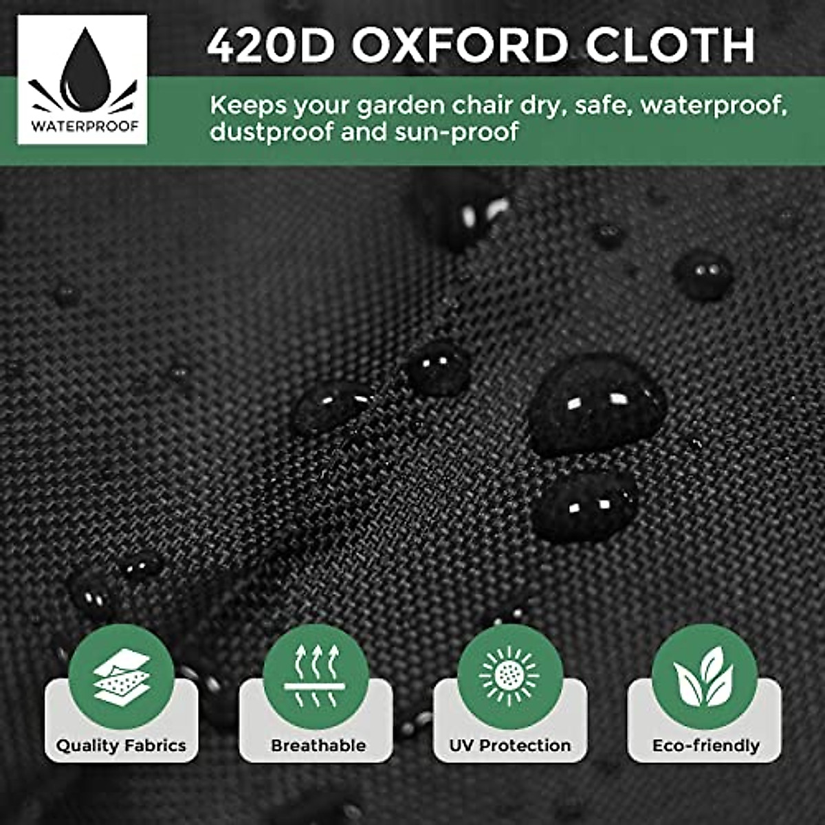 Skyfiree Stacking Patio Outdoor Chair Cover Waterproof, Outdoor Furniture Covers Stacked Chairs 420D, Highback Chair Covers Outdoor Stack Chairs for All Weather Protection Black, 27" L x 27" W x 31”