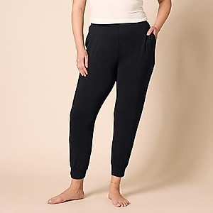 Amazon Essentials Womens Pajama Pants, Lightweight Knit Jersey Jogger Lounge Sleep Wear with Pockets, Black, X-Large