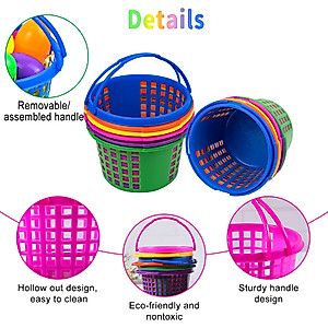 Evoio Easter Baskets, 24 Pack Plastic Easter Baskets Bulk for Egg Hunts Set, Easter Bucket Bags with 120g Easter Grass for Toddler Classroom Collecting Easter Eggs Party Favor
