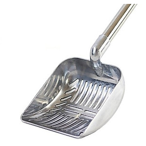 Brask Pet Cat Litter Scoop – Large Sized 2 in 1 Sifter and Scoop – Long Handled Litter Box Scooper – Aluminum Metal with Soft Grip Handle (16")