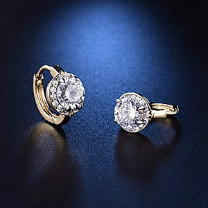 GULICX Fashion Jewelry Gold Tone Oval White Crystal Lovely Royal Gorgeous Hoop Earrings