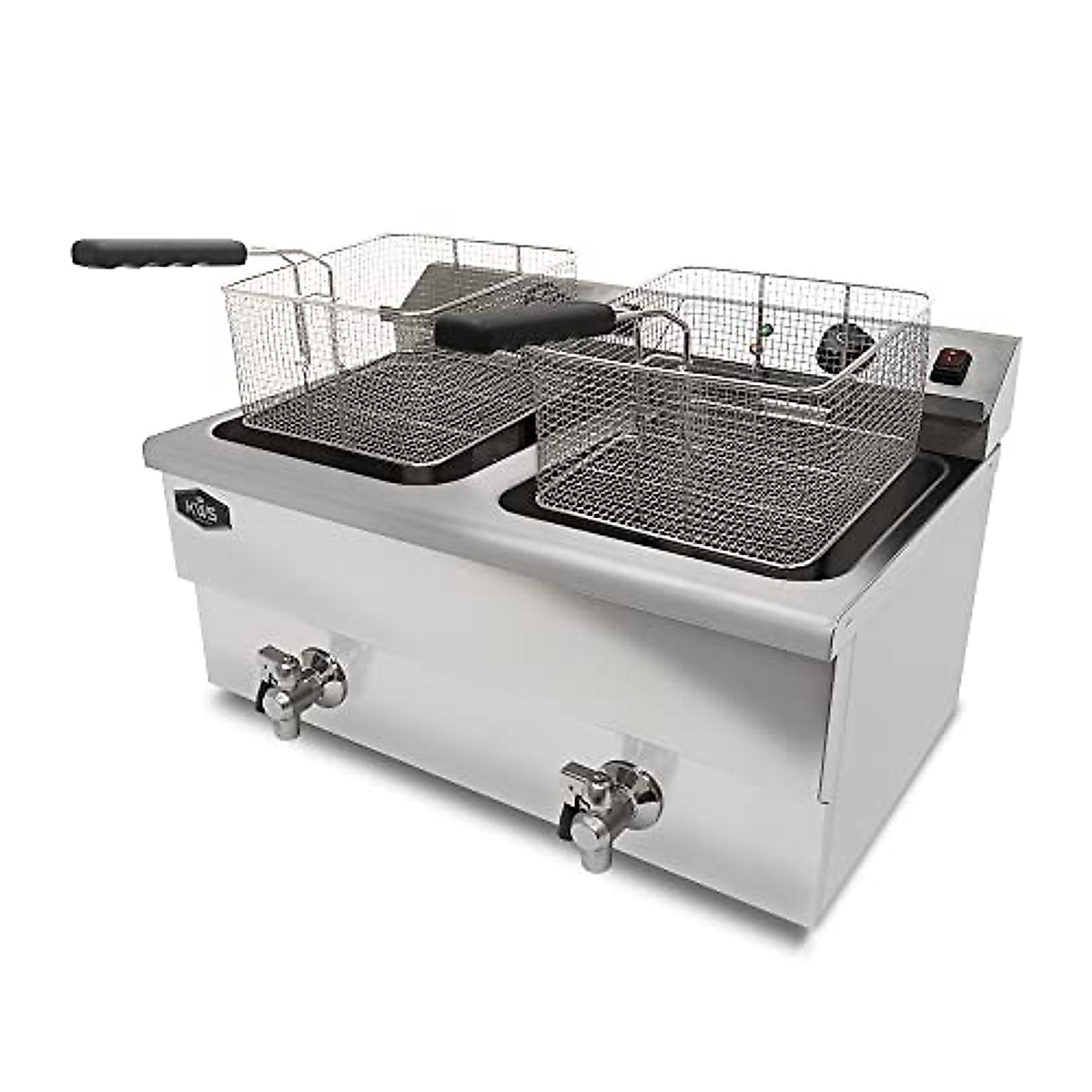 KWS DY-22 Commercial 3500W Electric Deep Fryer 22.7L Stainless Steel with Faucet Drain Valve System for Commercial and Home User