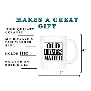 Rogue River Tactical Funny Gift Bundle - 20 Oz. Travel Tumbler Mug And 11oz Coffee Mug Old Lives Matter Senior Citizen Novelty Cup Combo Retirement Birthday Gag Gift Set Mom Dad Grandma or Grandpa