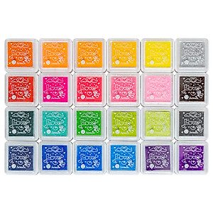 Ink Pad, 24 Colors Finger Washable Craft Ink Pad for Kids Stamp, 1.18X1.18''