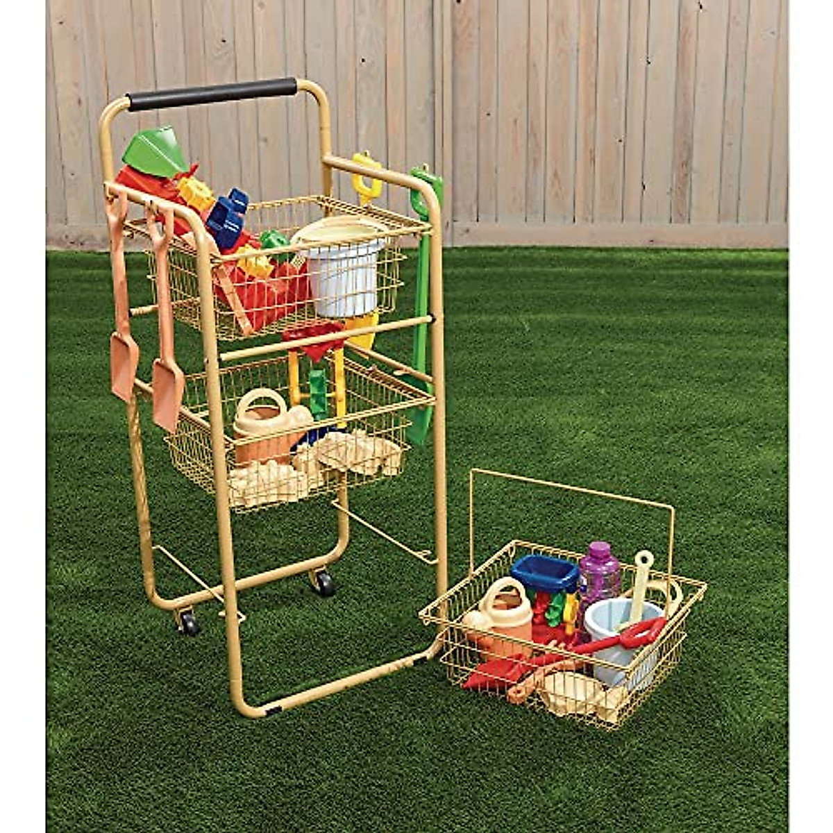 Excellerations Outdoor Storage Cart with Removable Baskets, Mobile Tip-Proof Cart, Indoor-Outdoor, Versatile and Compact Storage, Simple Assembly, Easy to Clean (Item # STORCART)