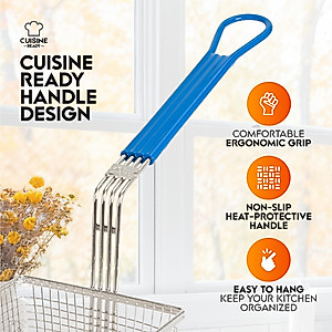 Cuisine Ready Deep Fryer Basket | 2 Pack | Stainless Steel | Commercial Fry Basket with Handle | 13.25" x 6.5" x 5.9" | Heavy Duty Restaurant Quality