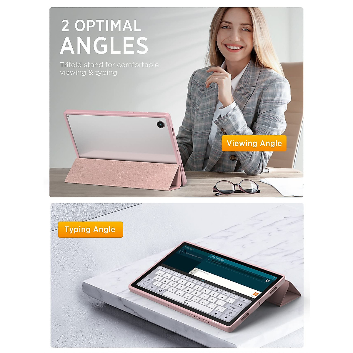 MoKo Case Fits Samsung Galaxy Tab A8 10.5 Inch 2022 (SM-X200/SM-X205/SM-X207), Tablet Case Transparent Back Cover with Auto-Wake Fit Samsung Galaxy Tab A8 2022, Pink