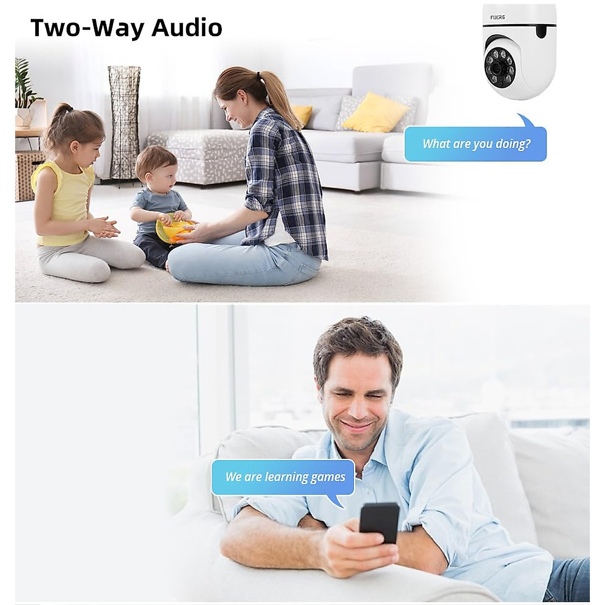 METRICSQUARE Camera Hidden Home Security Light Bulb Camera Spy Camera WiFi Nanny Cam with Phone APP, Night Vision Motion Detection Two Way Audio Video Recording Indoor Room Camera