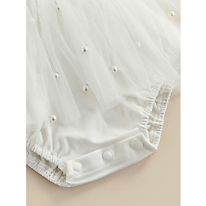 Newborn Infant Baby Girl Lace Ruffle Sleeve Romper Dress Sleeveless Jumpsuit Tutu SkirtPrincess Outfit (White, 0-6 Months)