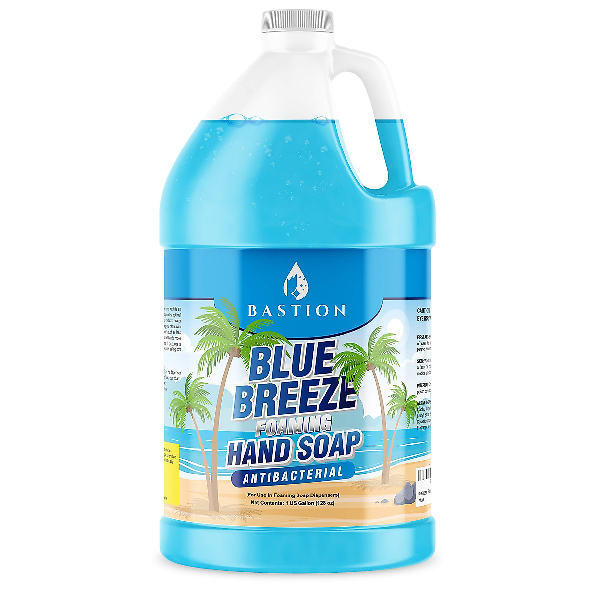 Bastion Foaming Hand Soap Refill - 1 Gallon (128oz) Antibacterial Hand Wash - Refreshing Clean Blue Breeze Scent Bulk Jug -Made In The USA