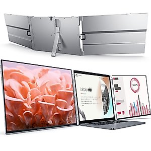 L LIMINK LK14 Portable Triple Monitor for 13-16" Laptop, 14" 1200P IPS Triple Screen Laptop Monitor Extender, Triple Screen Laptop Monitor extender with USB-C & HDMI Port, Compatible Mac & Wins
