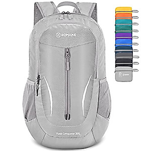 ZOMAKE Ultra Lightweight Packable Backpack 25L - Foldable Hiking Backpacks Water Resistant Small Folding Daypack for Travel(Sliver Grey)