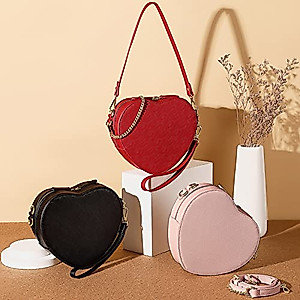 Cute Heart Purse for Women Girls Vegan Leather Crossbody Satchels Shoulder Handbag With Wrist Strap (Red)