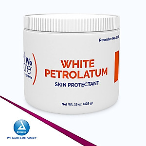 Dynarex White Petrolatum, Petroleum Jelly for Dry, Damaged or Cracked Skin, Soothing White Petroleum Jelly for Minor Skin Irritations, 15 oz. (425g) Jar, 1 Petroleum Jelly Jar