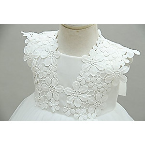 Baby Girl Dress Christening Baptism Gowns Flower Girl Dress, White, 6M