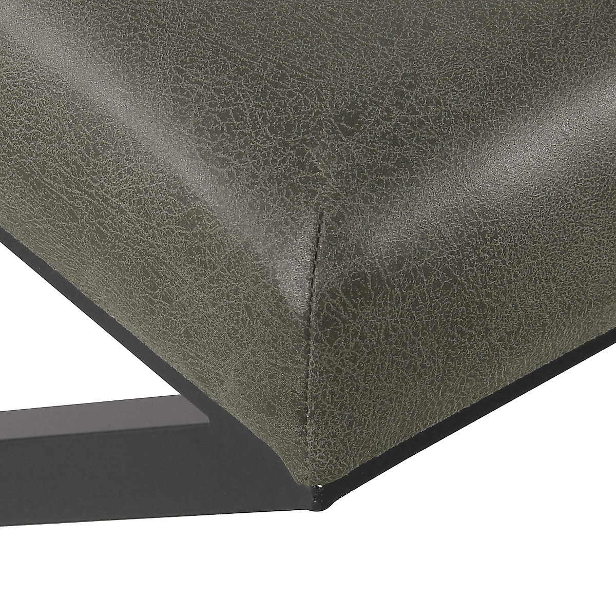 Homepop Home Decor | Modern Square Ottoman with Metal X Base | Ottoman for Living Room & Bedroom | Decorative Home Furniture (Gray Faux Leather) Small