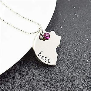 MileHouse Fine Necklace for Girls,4Pcs/Set Best Friend BFF Friendship Puzzle Rhinestone Heart Matching Necklace