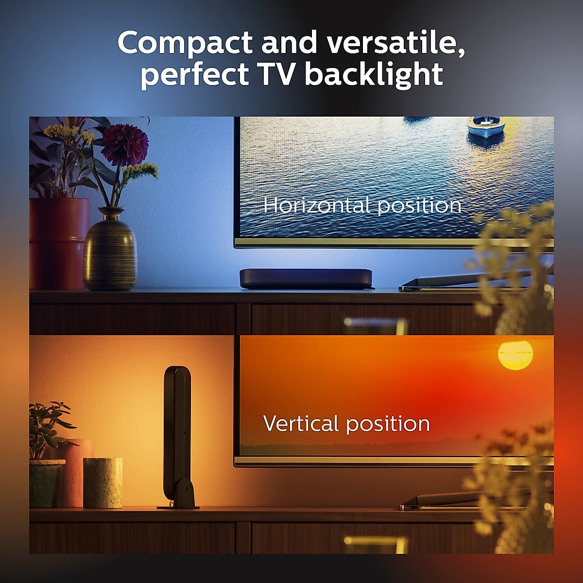 Philips Hue Smart Play Light Bar Extension, Black - White & Color Ambiance LED Color-Changing Light - 1 Pack - Requires Hue Bridge and Hue Play Light Bar Base Kit - Control with App or Voice Assistant