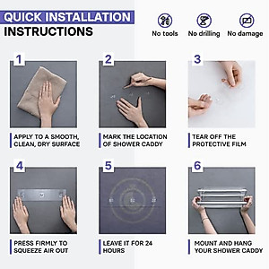 KINCMAX Shower Caddy and Soap Holder, Rustproof SUS304 Stainless Steel, Adhesive Wall Mount Double Baskets 2-pack with Hooks (Polished Silver)