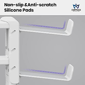 3-in-1 PC Gaming Headphone & Controller Holder - EURPMASK Headphones Hanger w/Adjustable & Rotating Arm Clamp,Headphone Stand Under Desk, Universal Headset Controllers Hook with Cable Organizer-White